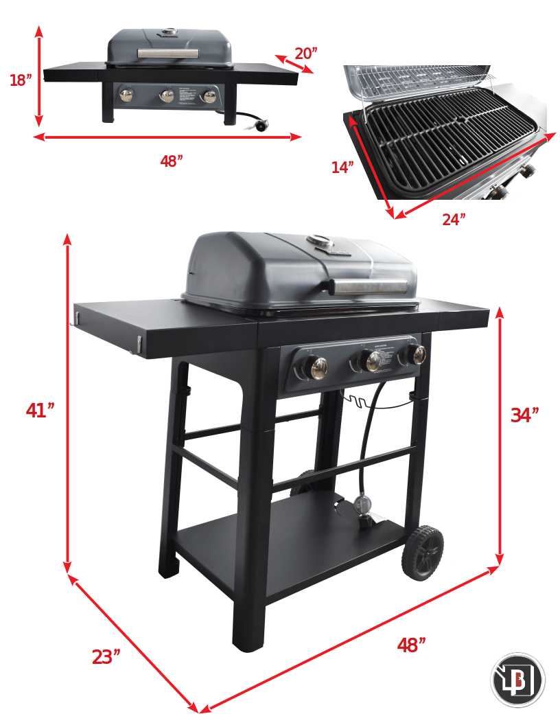 Brand-Man Bronco Gas Grill Dimensions | Brand-Man Grill