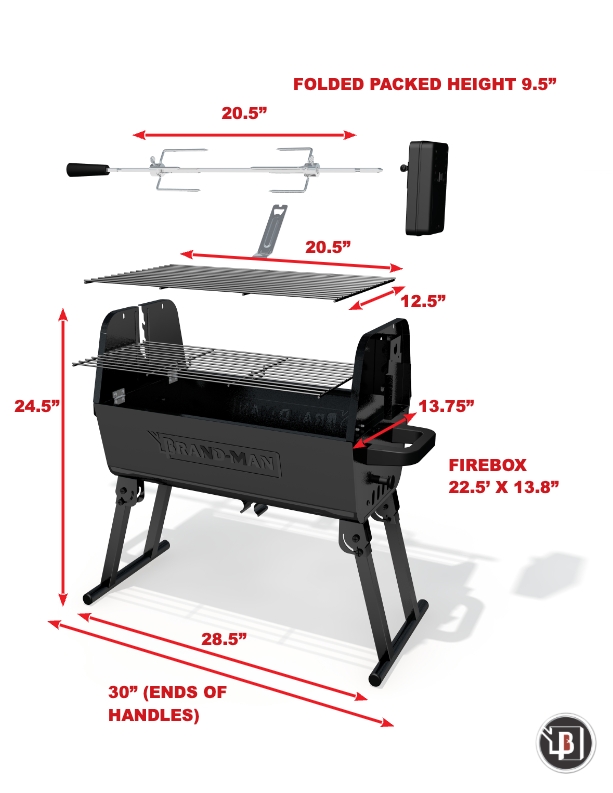 Brand-Man Bronco Colt Rotis Grill Dimensions | Brand-Man Grill